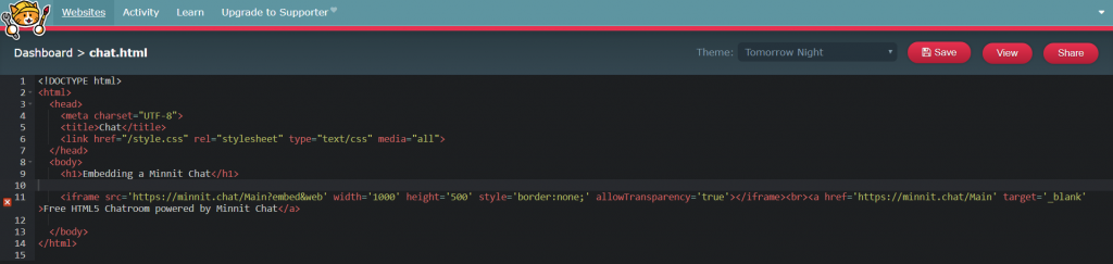 How to add a chatroom to Neocities – Minnit Chat — Blog