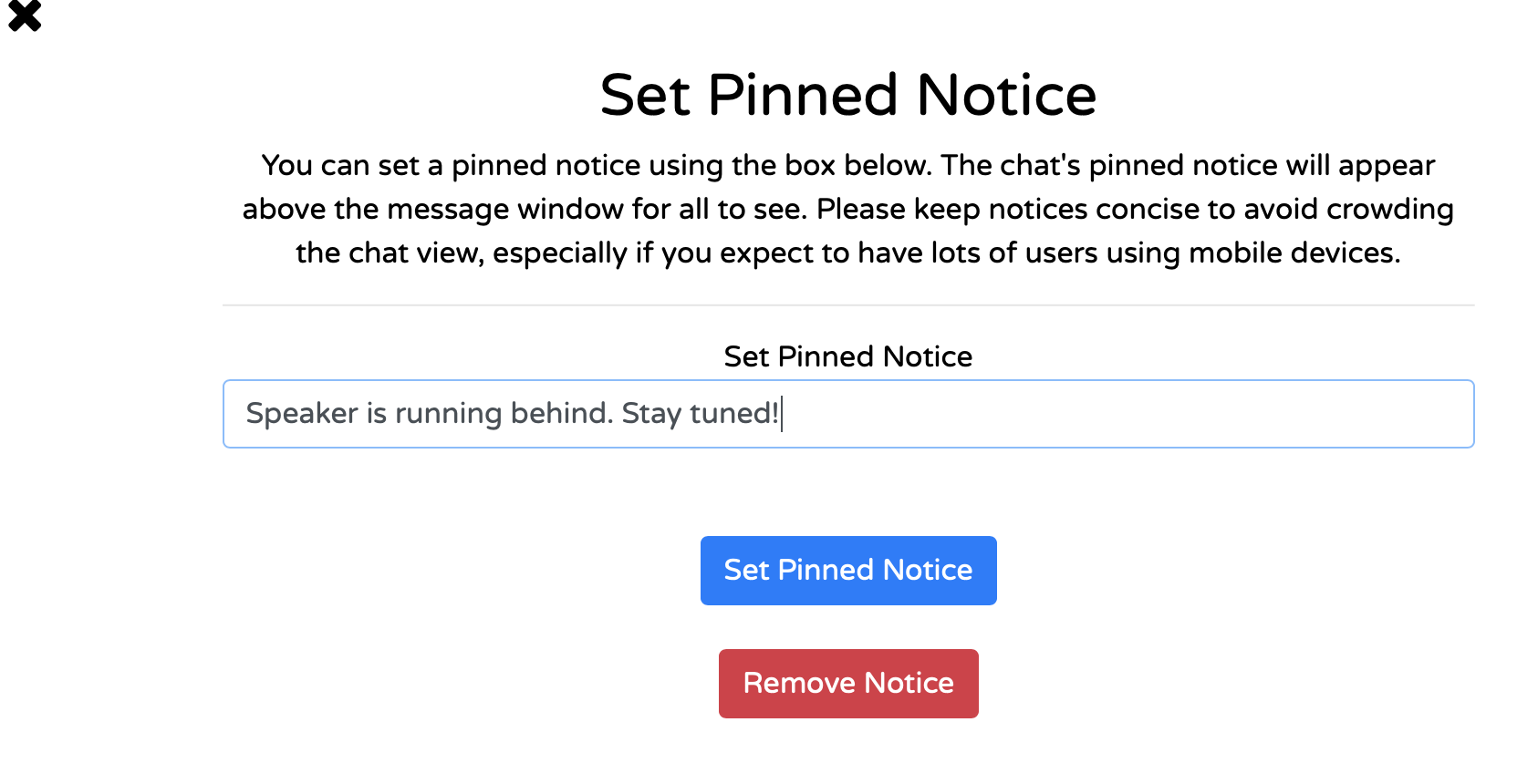 New: Set a Pinned Notice in your Chat – Minnit Chat — Blog