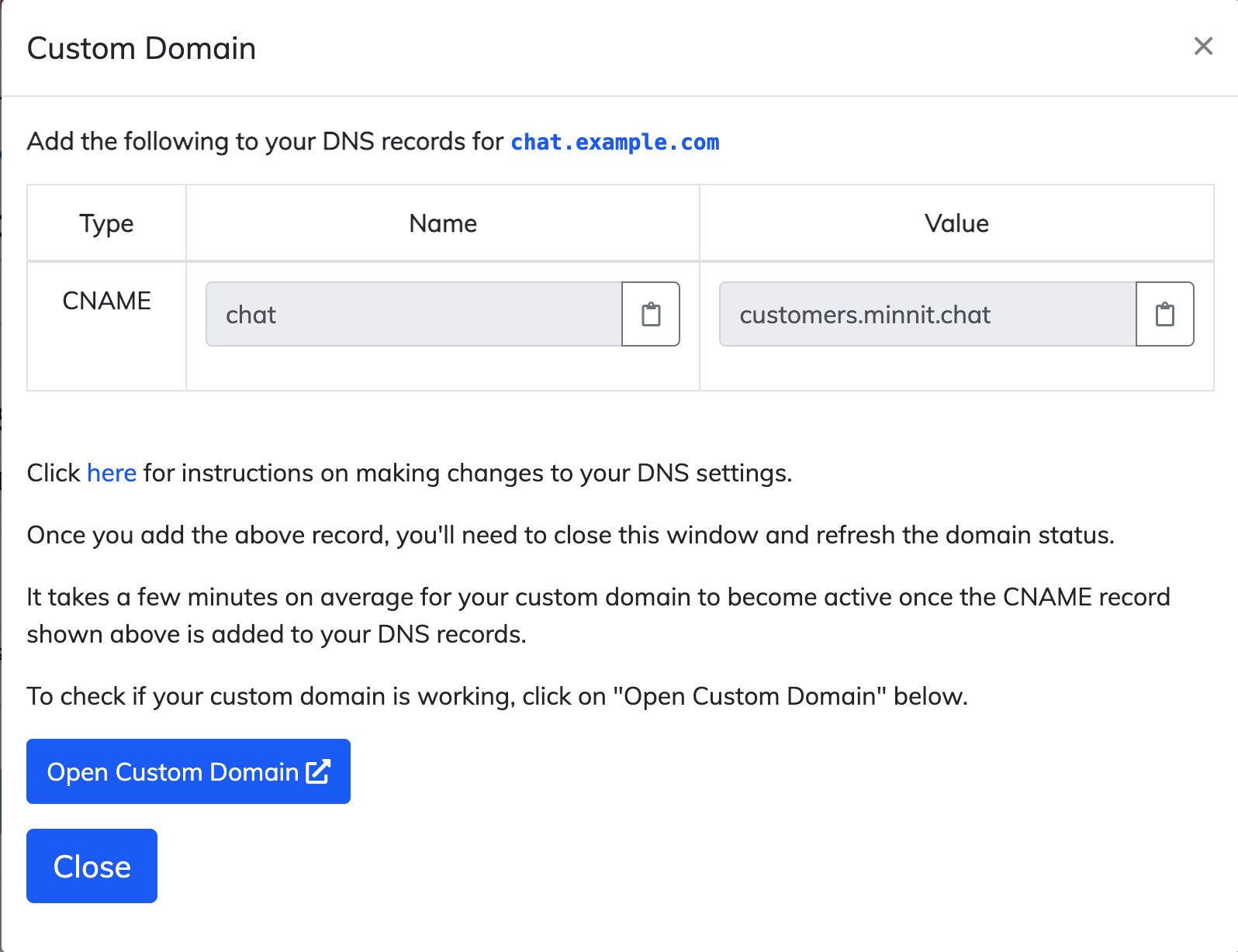 Custom domains are here! – Minnit Chat — Blog
